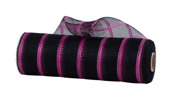 10" Vertical Wide Stripe Deco Poly Mesh: Black/Hot Pink - RE8903JX ...