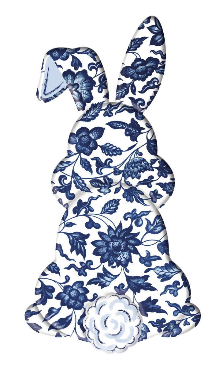 15" Blue/White Metal Chinoiserie Bunny Bottom Sign - MD1543E3 - The ...