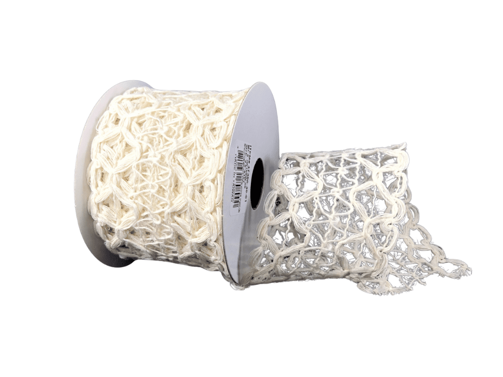 2.5" Open Weave Jute Netting Ribbon: White - 10yds - 47386-40-01 - The ...
