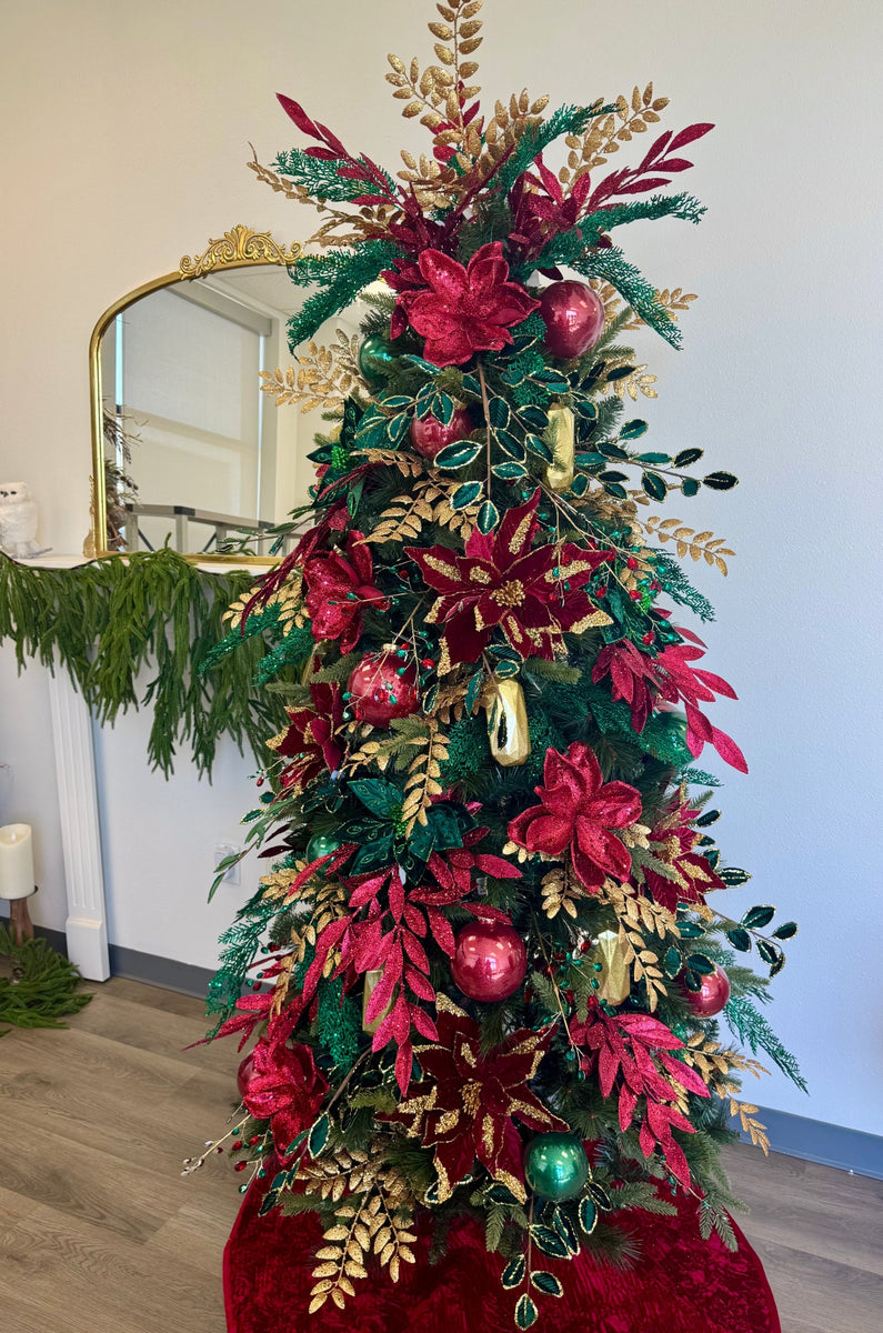 Elegant Hunter Green & Burgundy Christmas Tree - The Wreath Shop