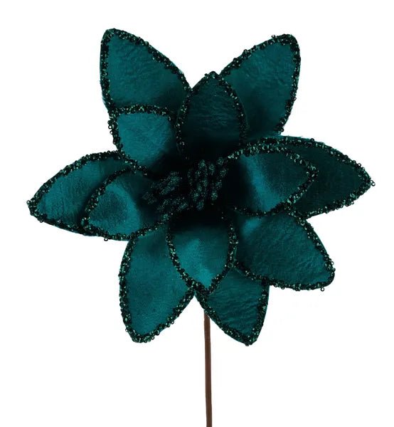 Satin/Glitter Poinsettia: Hunter Green - XS415912 - The Wreath Shop